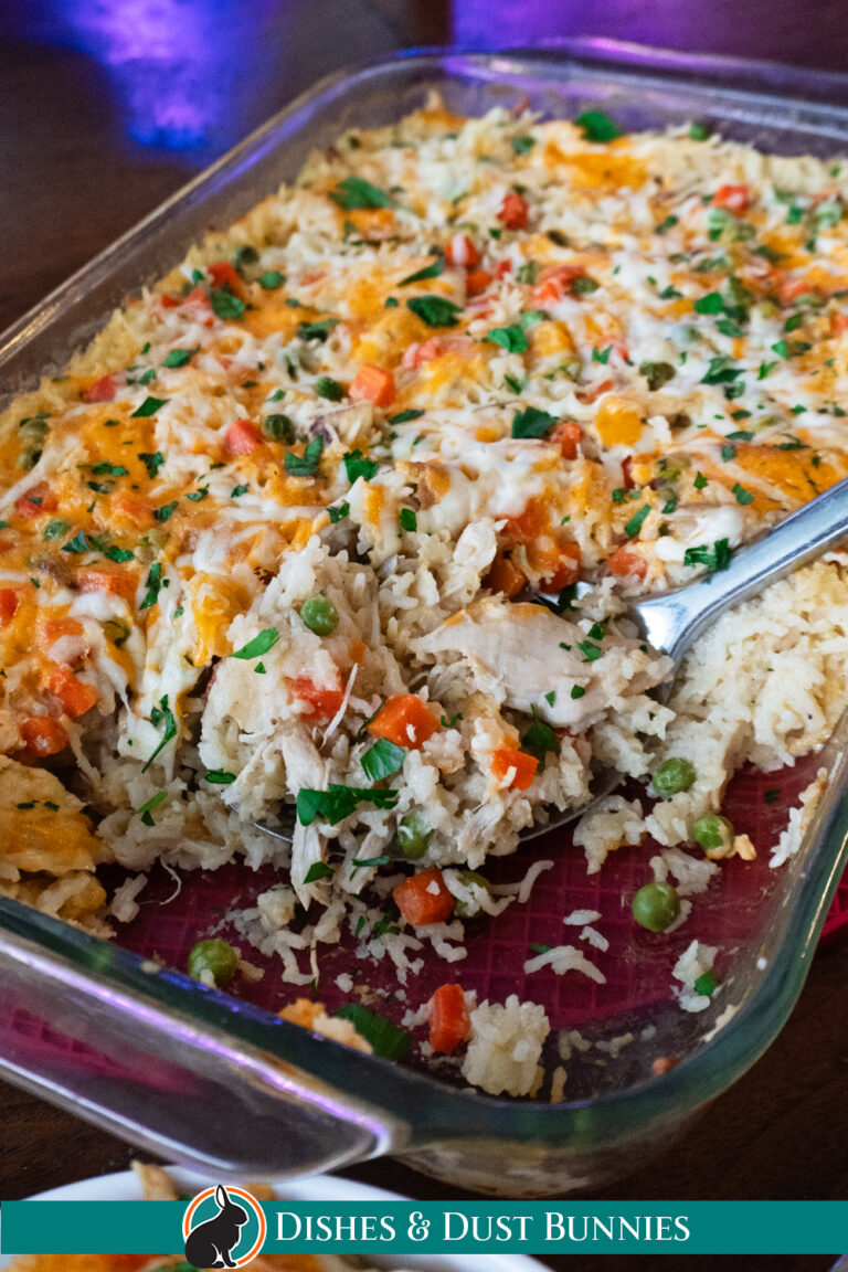 Creamy Chicken and Rice Casserole - Dishes & Dust Bunnies